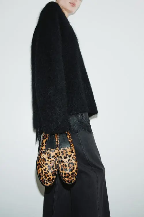 H&m Leopard Print Leather Loafers