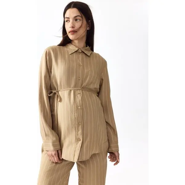H&m Mama Linen-blend Shirt