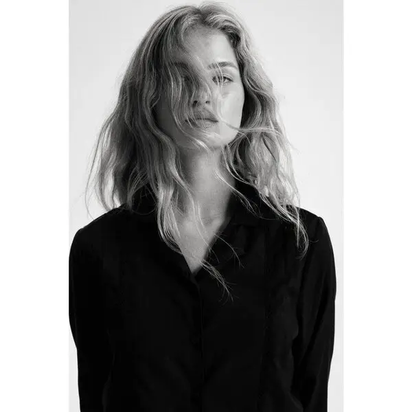 H&m Pintucked Pyjama Shirt With Lace Trim - Black