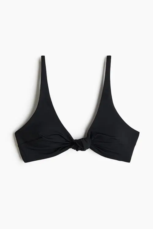 H&m Padded Bikini Top With Knotted Detail - Black