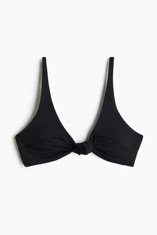 H&m Padded Bikini Top With Knotted Detail And Adjustable Straps