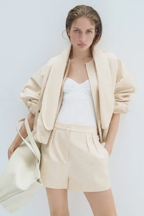 H&m Linen-blend Herringbone Shorts