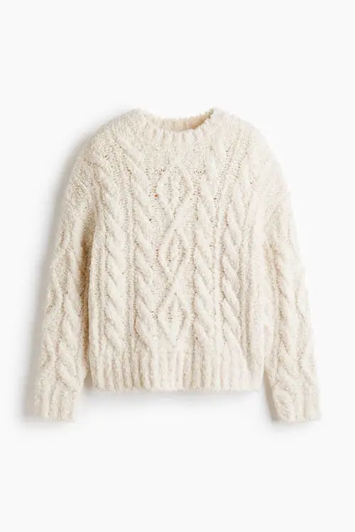 H&M Cable-knit Jumper With Drop Shoulder