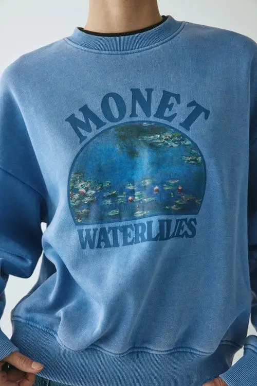 H&m Oversized Printed Sweatshirt - Blue/monet