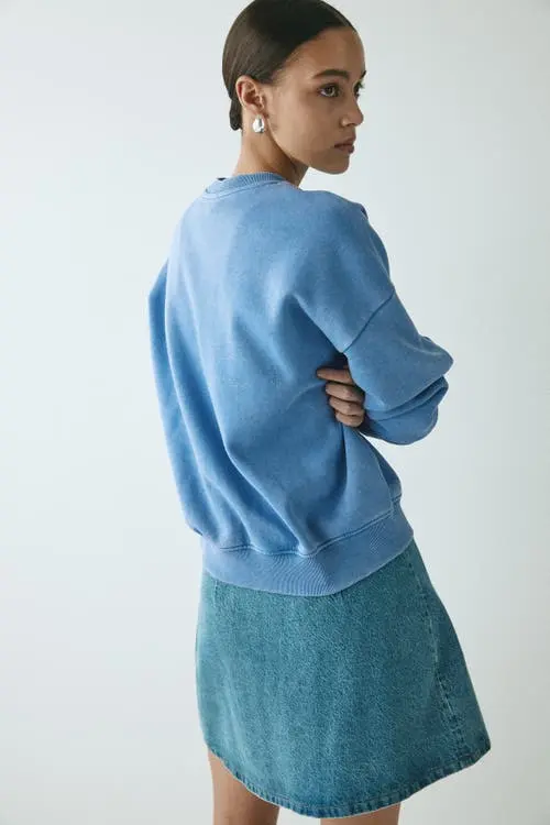 H&m Oversized Printed Sweatshirt - Blue/monet