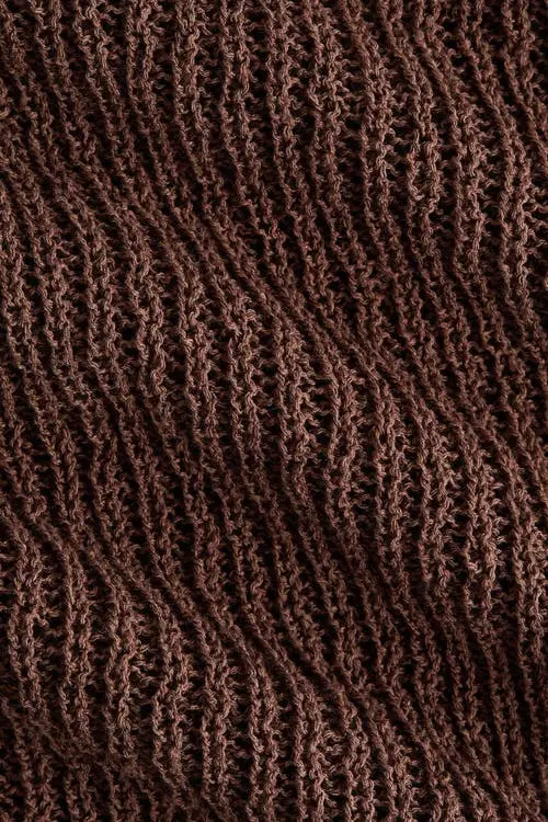 H&M Rib Knit Boat Neck Jumper With Drop Shoulder - Dark Brown