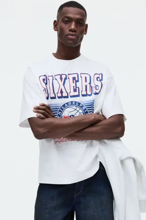 H&m Oversized Fit T-shirt - White/nba