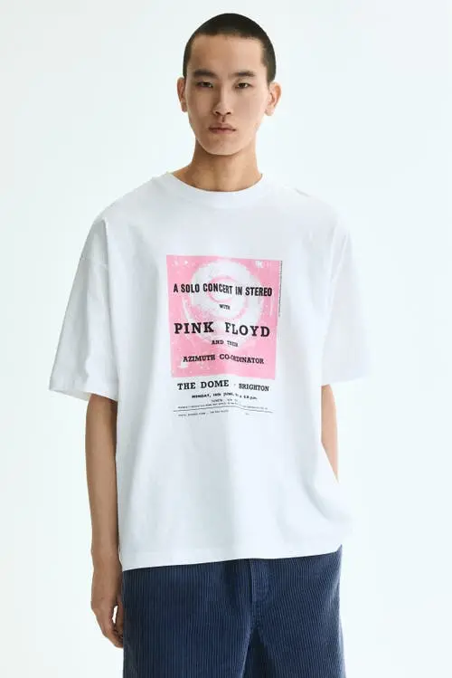 H&M Oversized Fit T-shirt - White/nba
