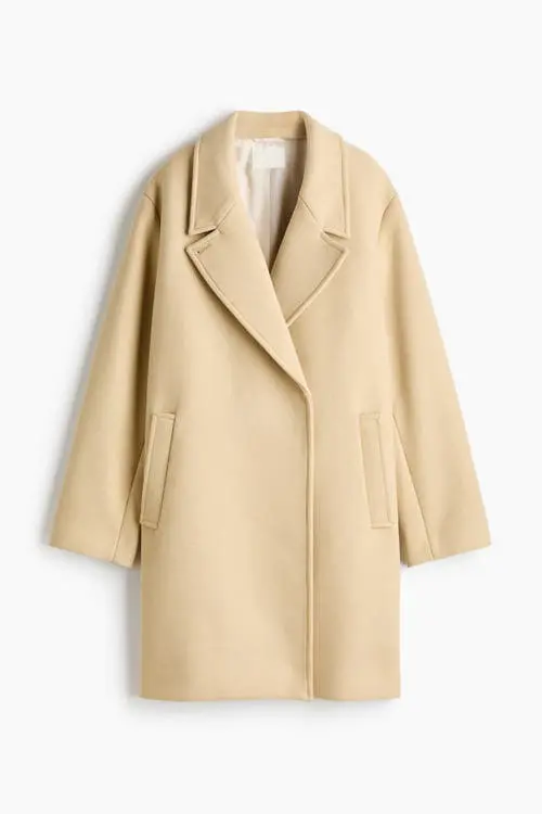 H&m Oversized Wool-blend Coat With Notch Lapels