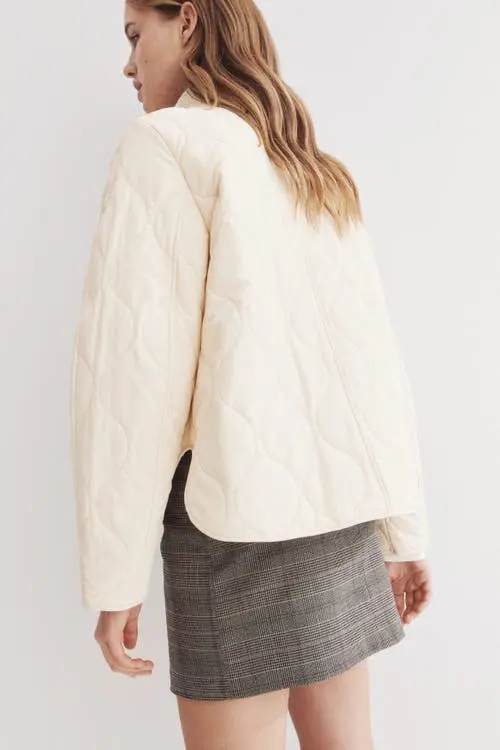 H&m Oversized Quilted Jacket With Stand Collar