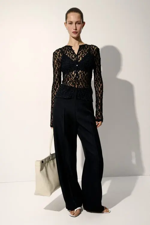 H&m Lace-look Jersey V-neck Cardigan