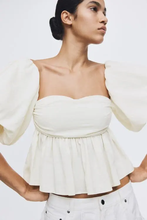 H&m Off-the-shoulder Balloon Sleeve Top