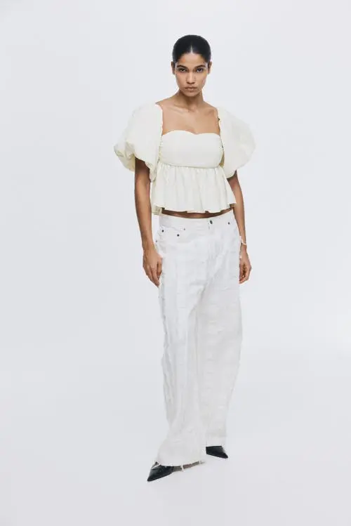 H&m Off-the-shoulder Balloon Sleeve Top
