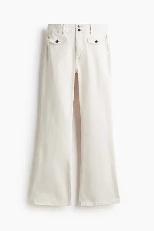 H&m Flared High-rise Denim Jeans - White