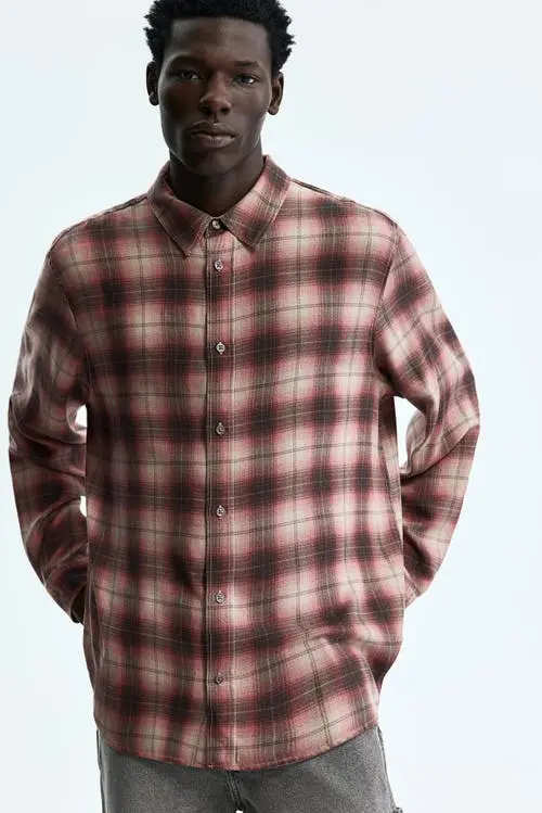 H&m Relaxed Fit Shirt - Pink/plaid