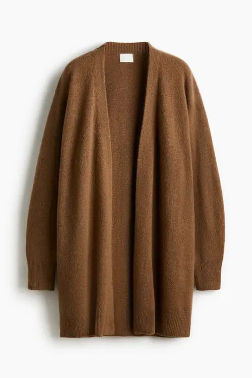 H&m Long Cardigan In Fine Knit Wool Blend