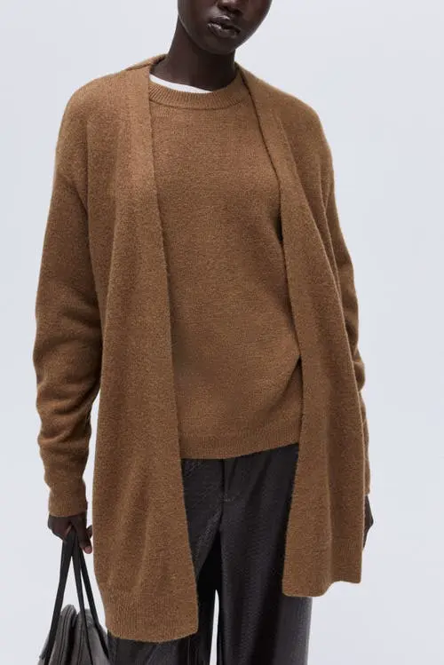 H&m Long Cardigan In Fine Knit Wool Blend