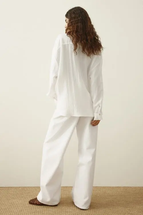 H&m Lace-trimmed Oversized Blouse