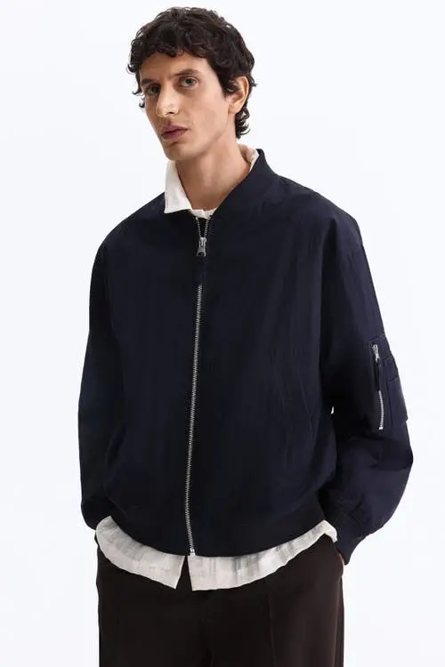 H&m Bomber Jacket - Navy Blue