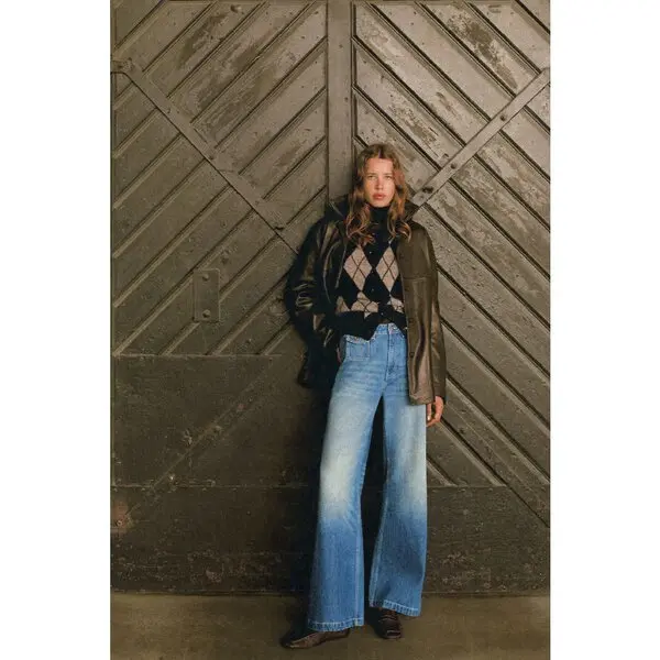 H&M Wide Leg High Rise Jeans - Denim Blue
