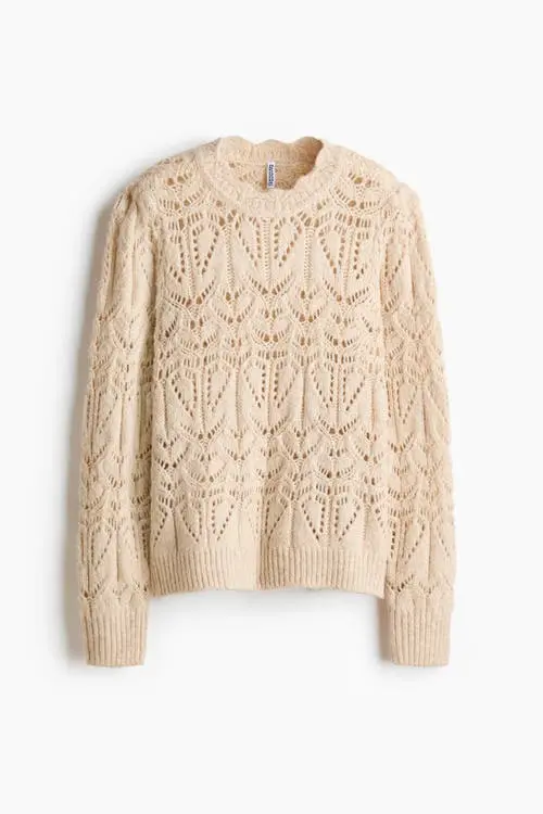 H&M Pointelle-knit Jumper - Light Beige