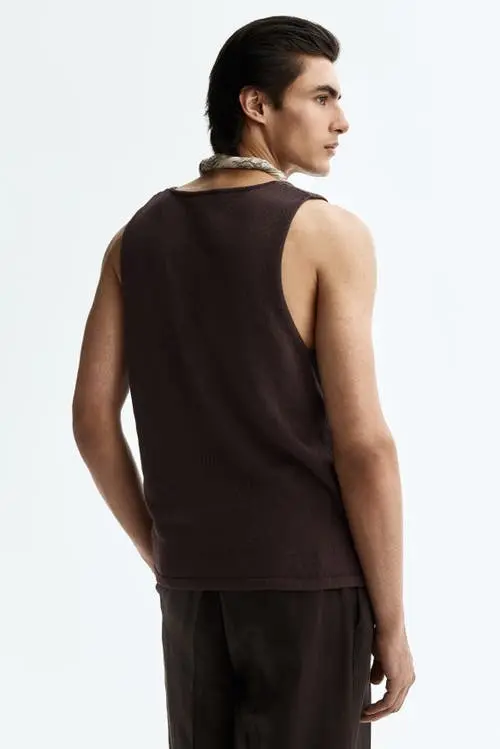 H&m Regular Fit Knitted Vest Top - Dark Brown