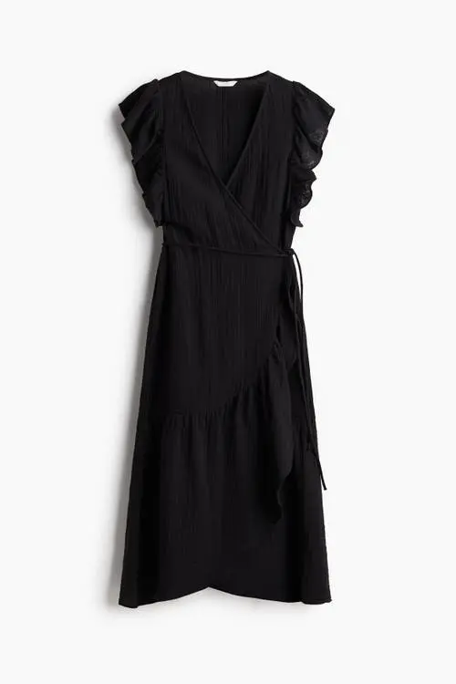 h&m wrap dress Ladies - Beige/Floral Patterned - Size: S H&M Cotton Wrap Dress |