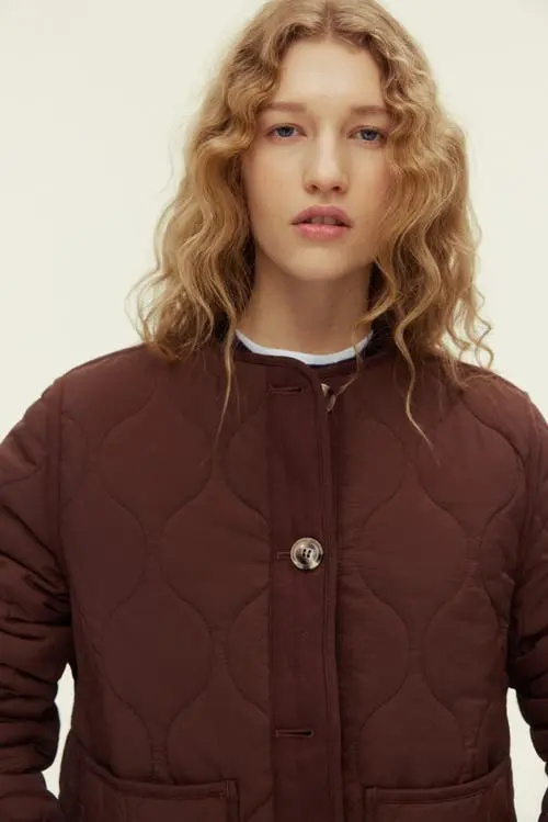 H&m Quilted Jacket With Grosgrain Binding - Dark Brown