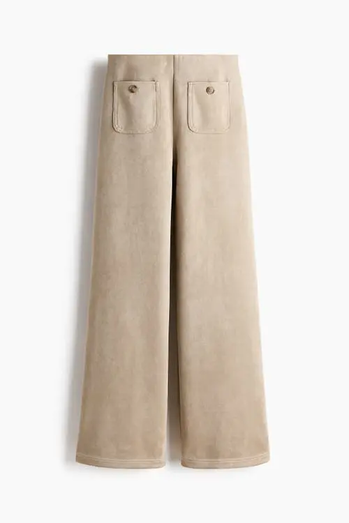 H&m Jersey Straight Leg Pants With Patch Pockets - Beige