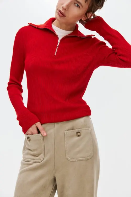 H&m Jersey Straight Leg Pants With Patch Pockets - Beige