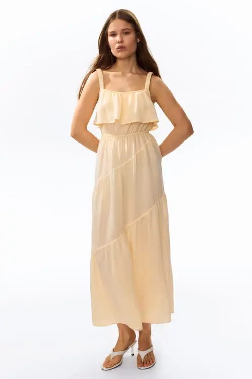 H&m Flounced Tiered Midi Dress