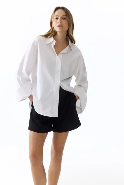 H&m Mama Linen-blend Shorts With Elasticated Waist - Black