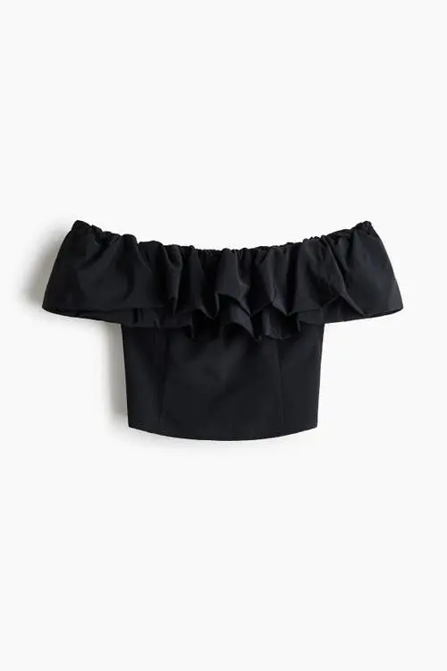 H&m Frill-trimmed Off-the-shoulder Top