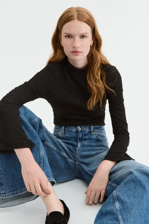 H&m Cut-out Jacquard Jersey Top