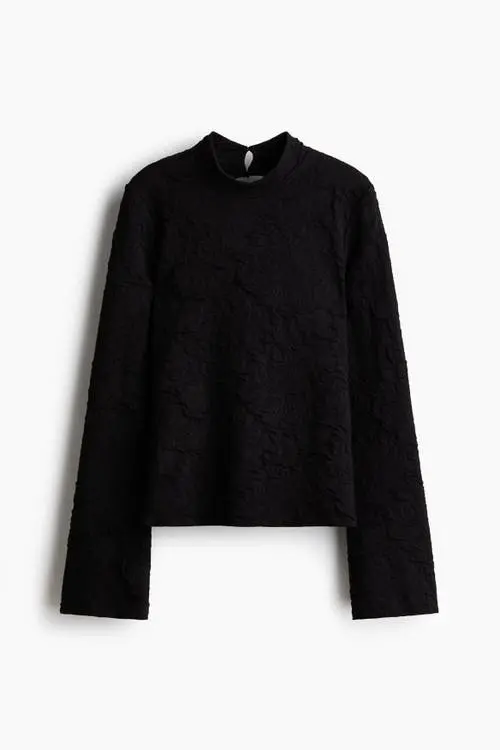 H&m Cut-out Jacquard Jersey Top