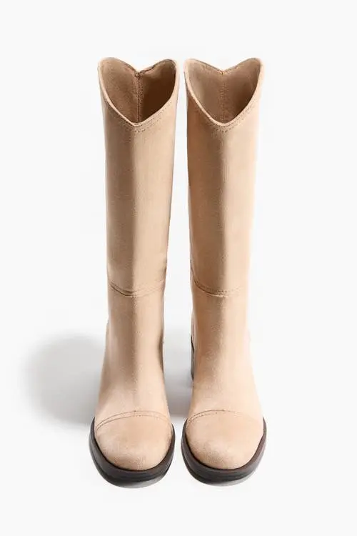 H&m Knee-high Boots With Block Heel