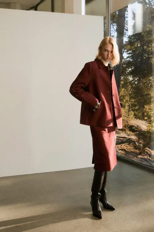 H&m Textured Collared Jacket With Button Details