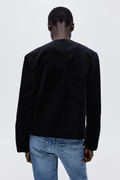 H&m Textured Button-front Jacket With Patch Pockets