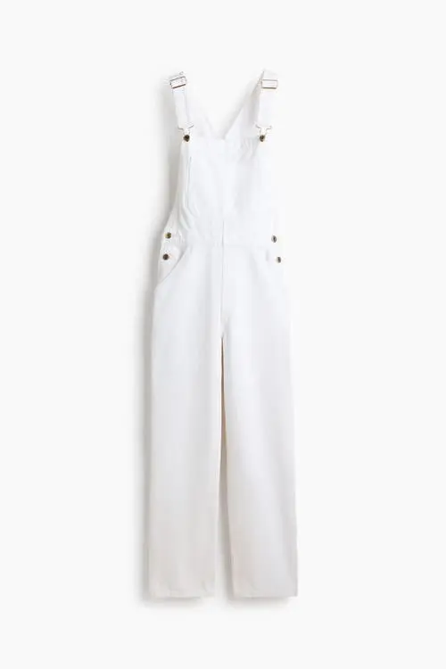 H&m Cotton Denim Dungarees - White