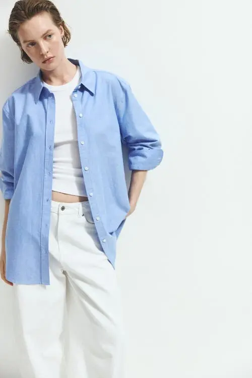 H&M Oxford Cotton Relaxed-fit Shirt - Blue