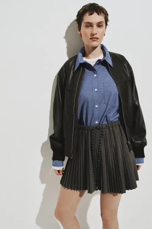 H&m Oversized Cotton Poplin Shirt - Blue/checked