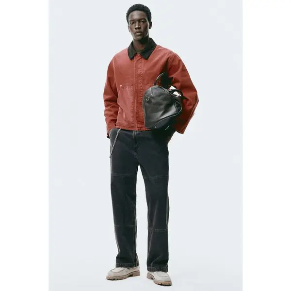 H&m Loose Fit Worker Jeans In Cotton Denim - Black