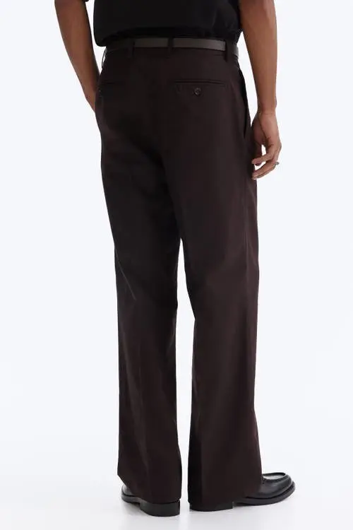 H&M Loose Fit Tailored Trousers - Brown