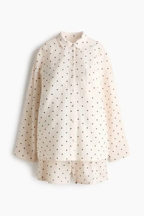 H&m Mama Before & After Muslin Pyjamas - Cream/dotted