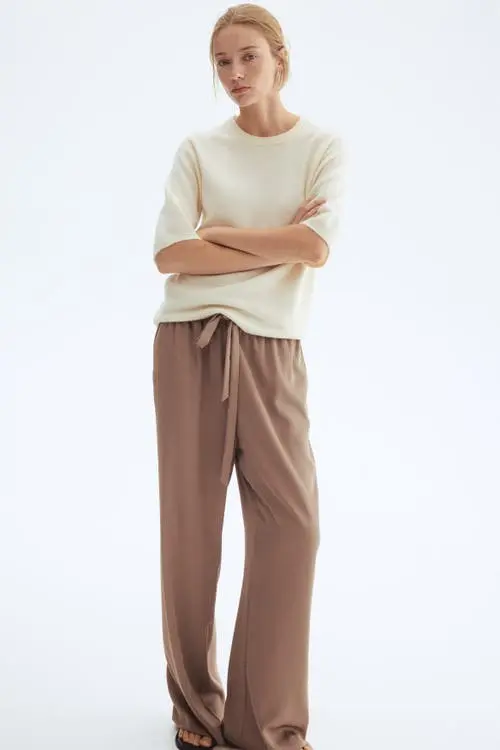 H&m Knitted T-shirt With Drop Shoulders