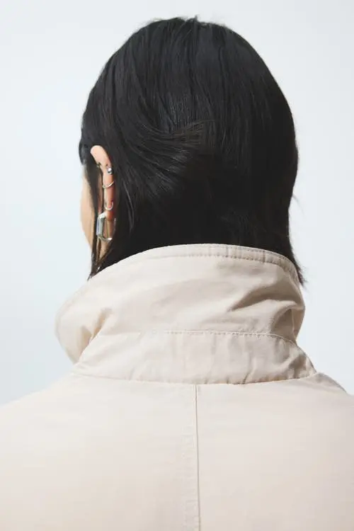 H&m Padded Bomber Jacket With Zipper And Drawstring Cuffs