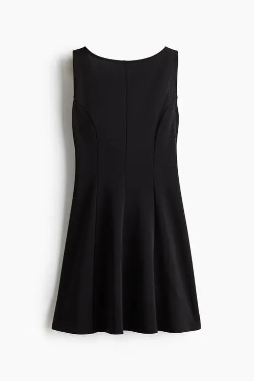 H&m Sleeveless Boat Neck Mini Dress With Tie Back