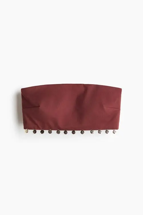 H&m Padded Bandeau Bikini Top With Embellished Trim