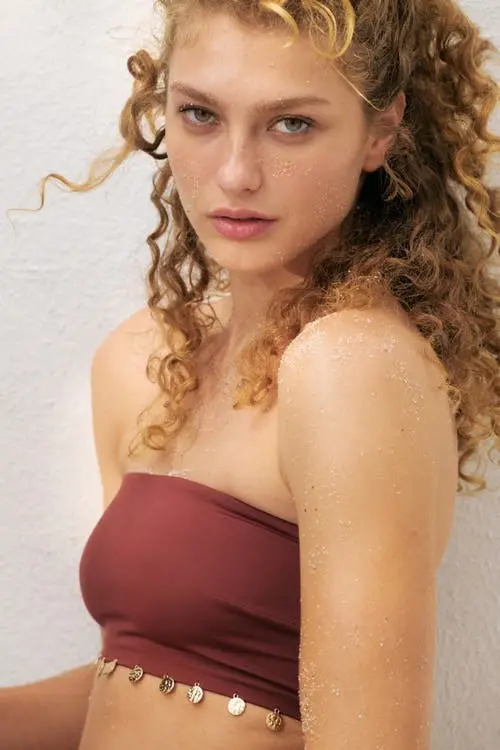 H&m Padded Bandeau Bikini Top With Embellished Trim