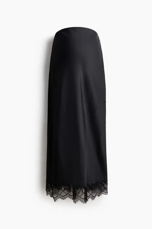 H&m Mama Lace-trimmed Satin Skirt
